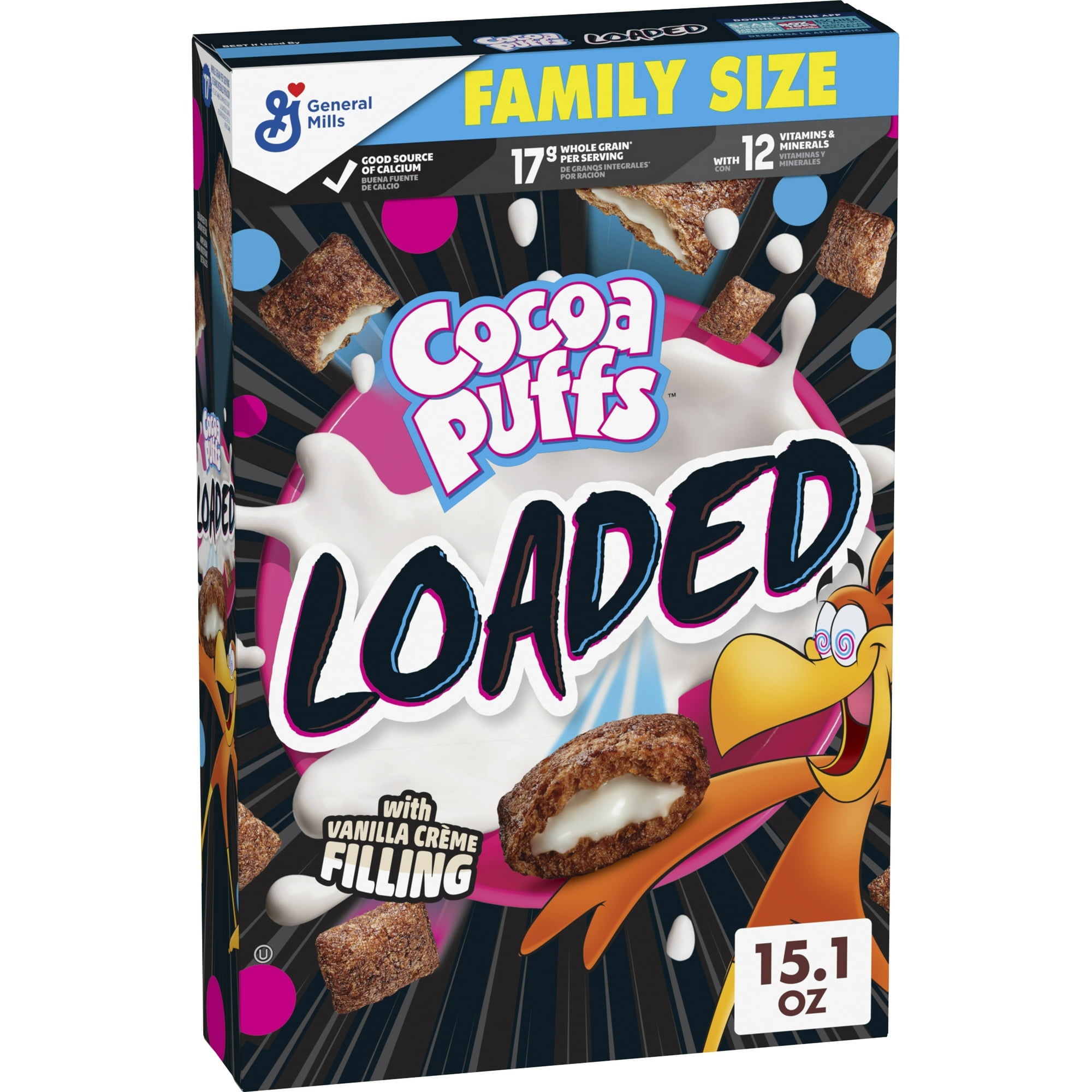 Cocoa Puffs Loaded Cereal, Made with Whole Grain, Family Size, 15.1 oz ...