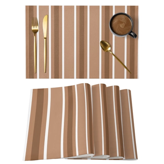Cocoa White Stripes Cotton Linen Placemats Set of 1, Modern Minimalist ...