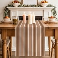 Cocoa White Stripes Dining Table Runner, Modern Minimalist Brown Lines ...