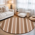 Cocoa White Stripes Round Living Room Rugs 7 ft, Modern Minimalist ...