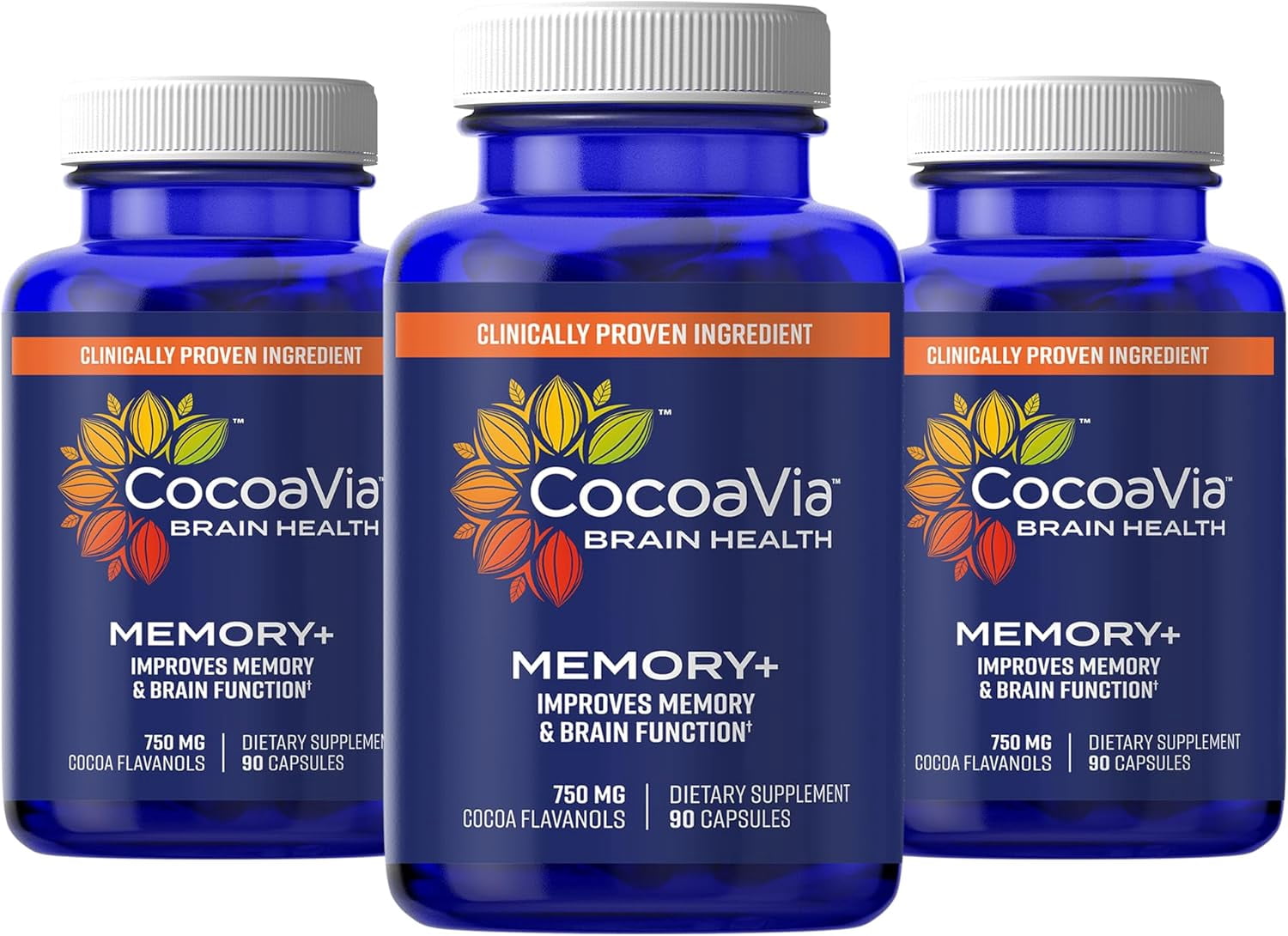 CocoaVia Memory+ Brain Supplement, 90 Day, 750 mg Cocoa Flavanols ...