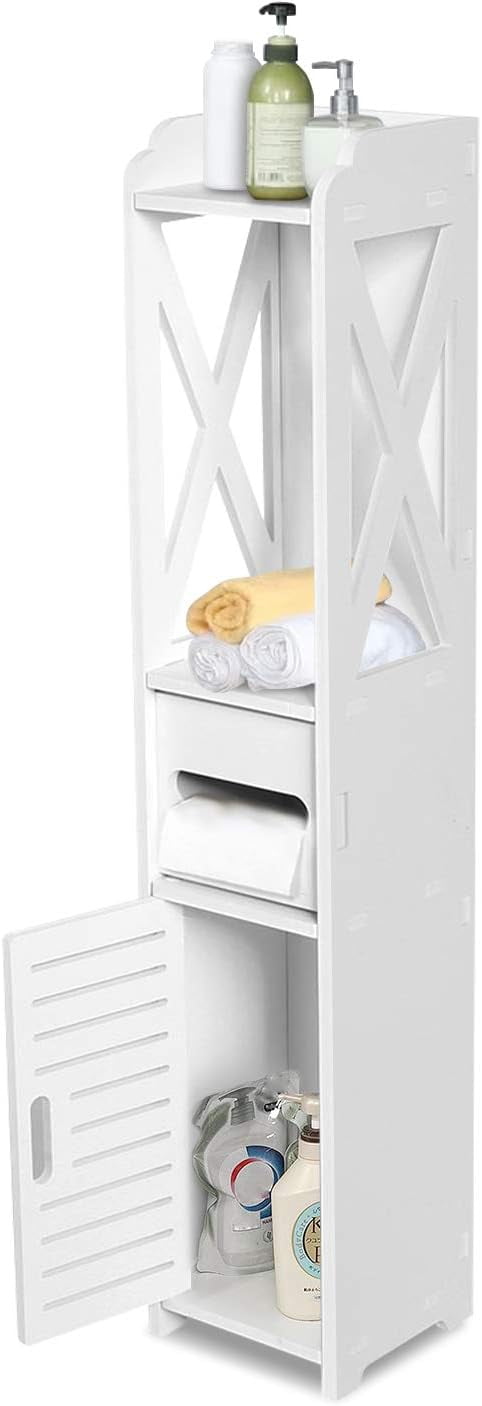 Cocoarm Bathroom Floor Cabinet - White Wood Freestanding Cabinet With ...