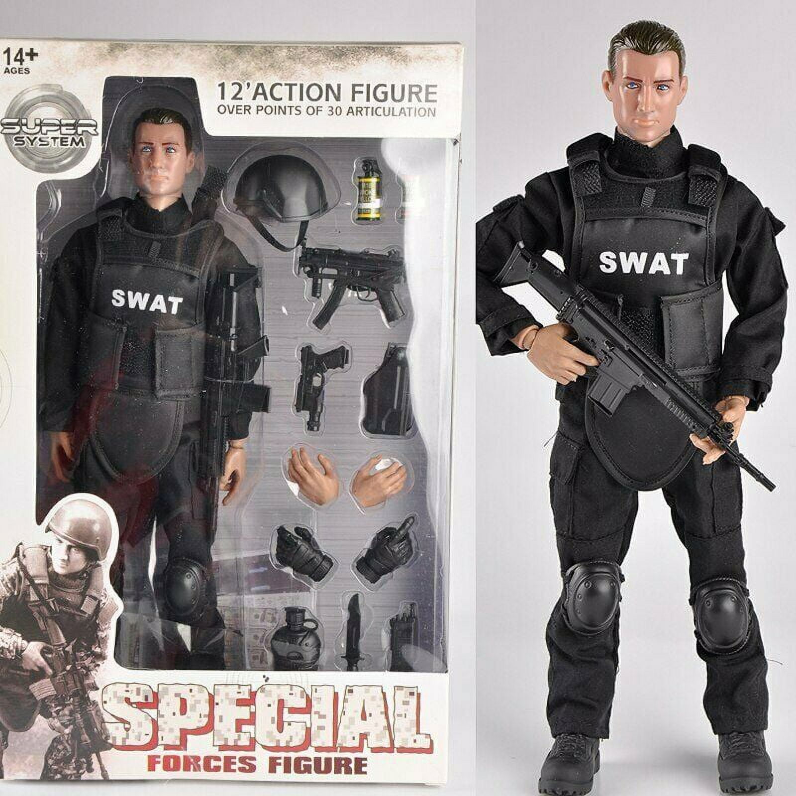 Cocobaby 12" Scale 1/6 Soldier SWAT Black Uniform Model Toys Military ...