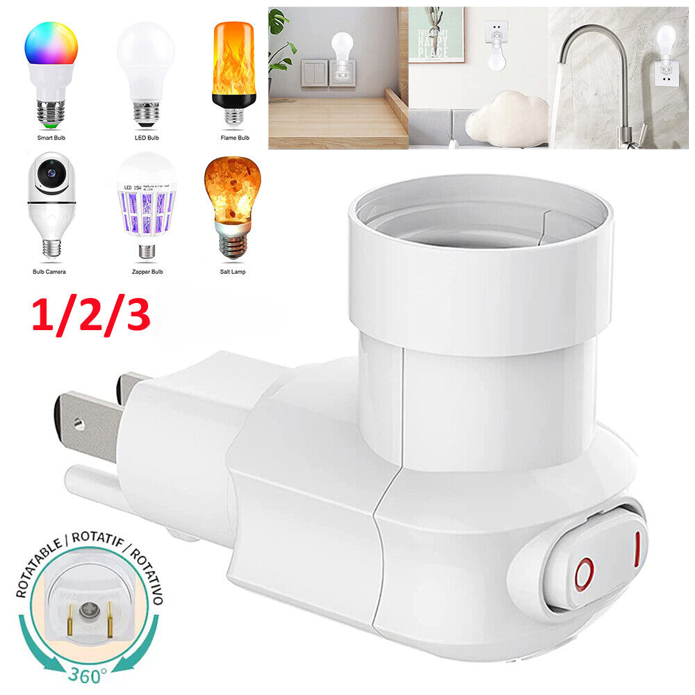 Cocobaby 360° Plug in Light Socket Outlet to Light Bulb 3-Prong Outlet ...