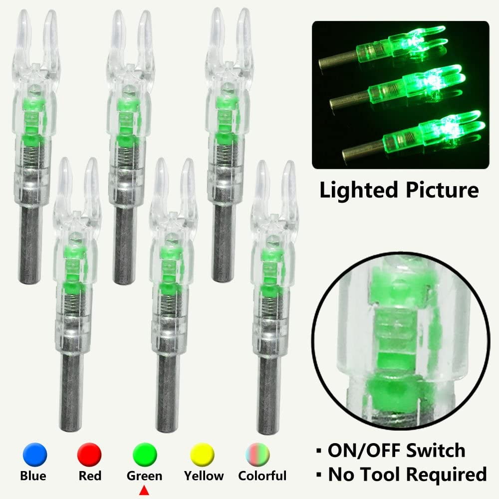 Cocobaby 6Pcs Automatic LED Lighted Nocks Shooting Archery Arrows 6.2mm ...