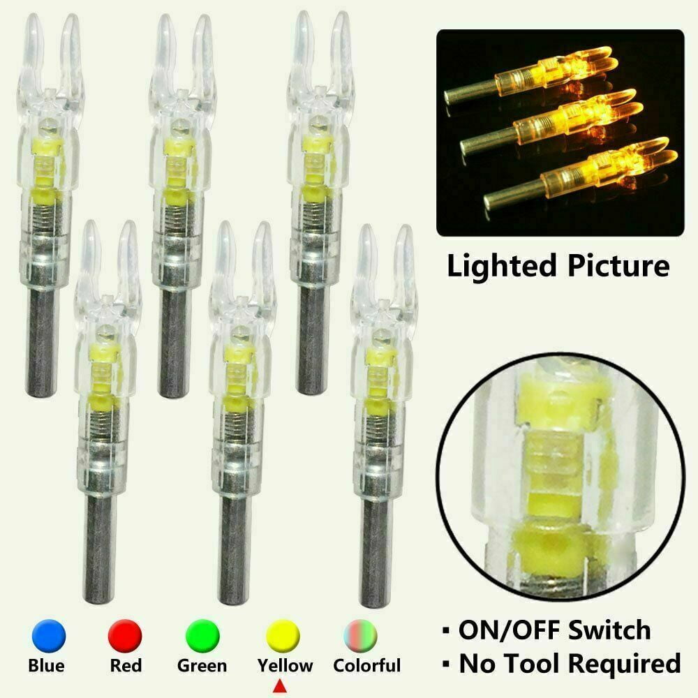 Cocobaby 6Pcs Automatic LED Lighted Nocks Shooting Archery Arrows 6.2mm ...