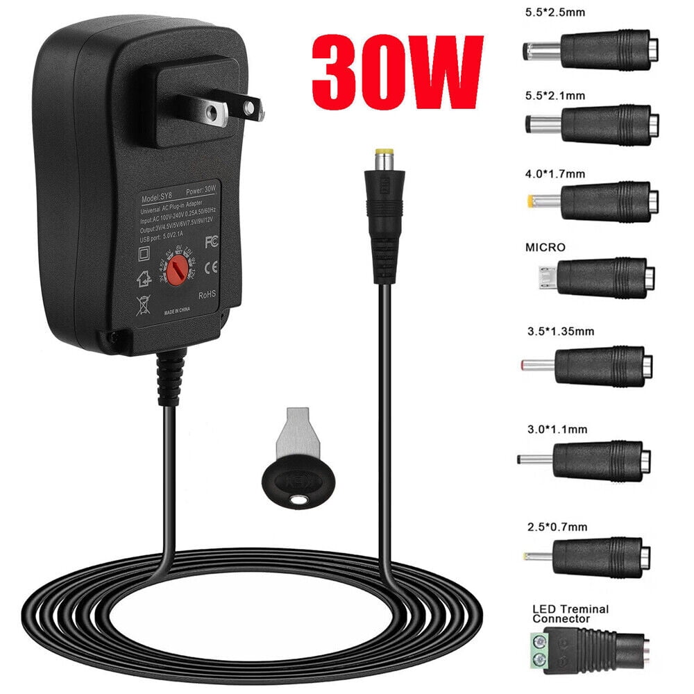 Cocobaby Universal Adjustable Charger 8Tip 30W Voltage Power Supply AC ...