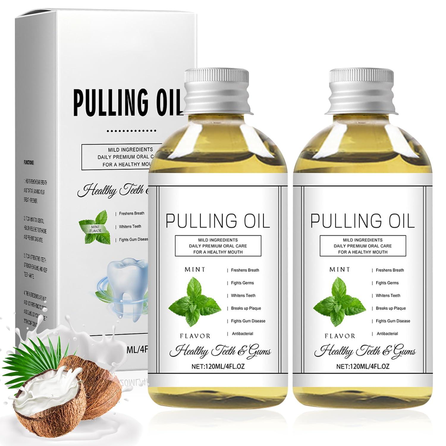 Cocofresha Pulling Oil, Pure RRF12 Organic Coconut Oil Pulling 4 Oz Mint Flavor, Cocofresha ...