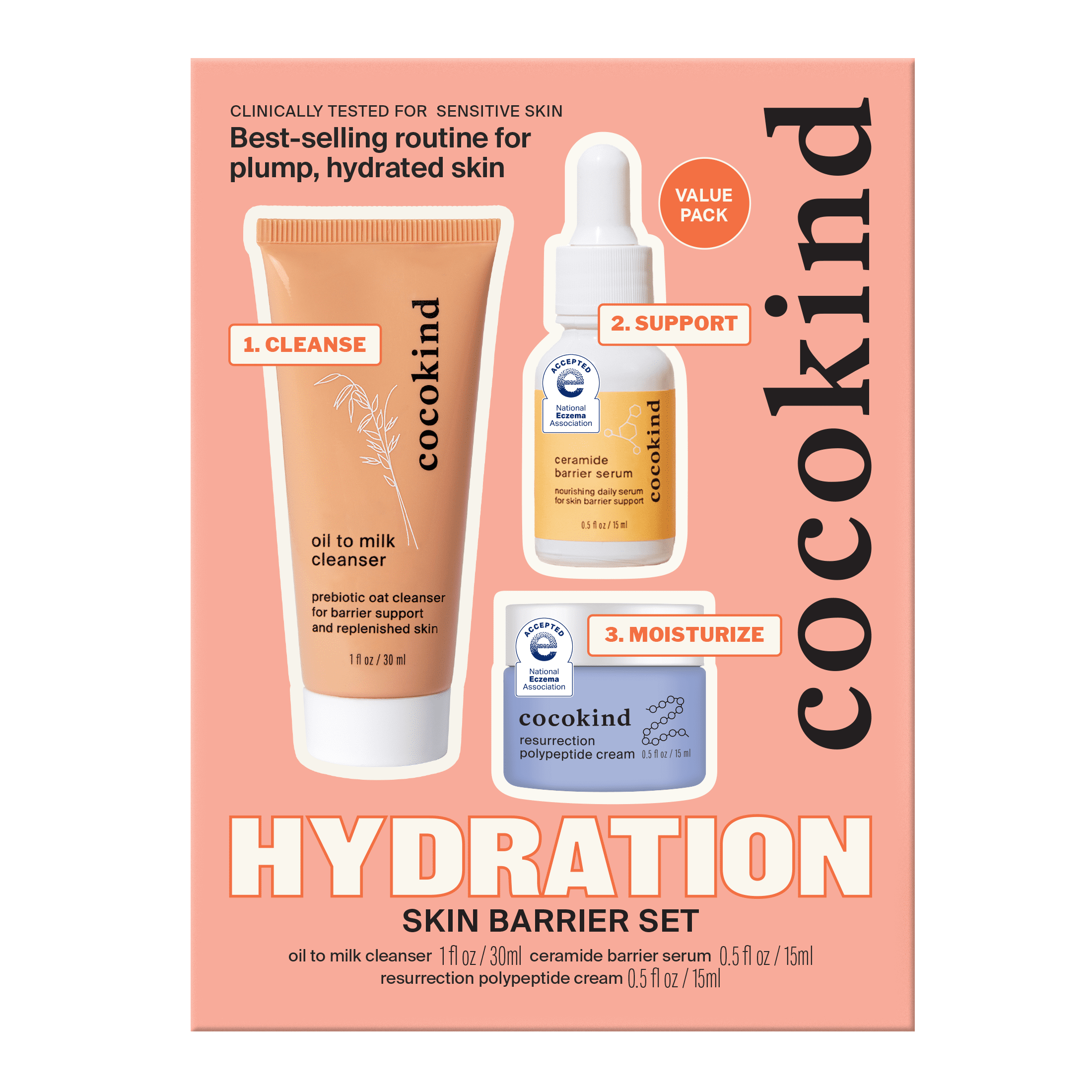 Cocokind 3-Step Hydration Skin Barrier Set for Plump, Hydrated Skin ...