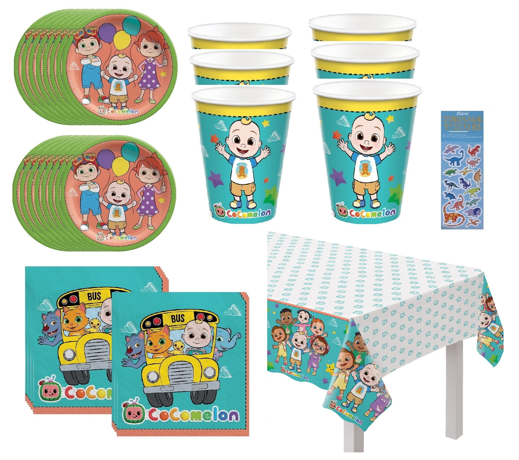 Cocomelon Birthday Party Supplies Bundle Pack includes 16 Dessert Paper ...