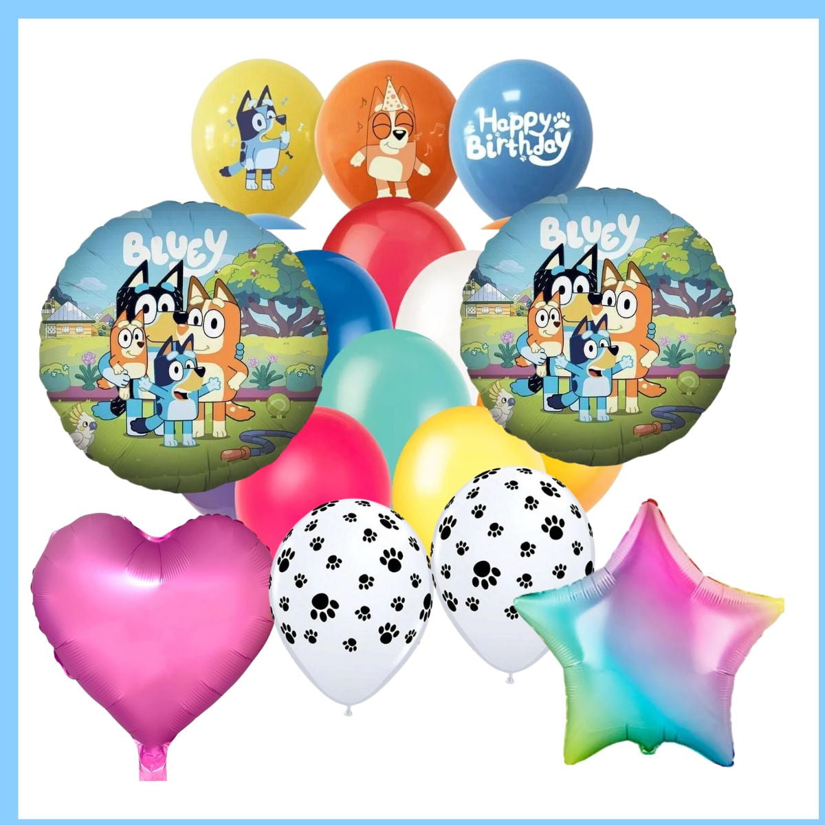 Bluey Balloons Birthday Party Decoration Bouquet 17pcs - Walmart.com