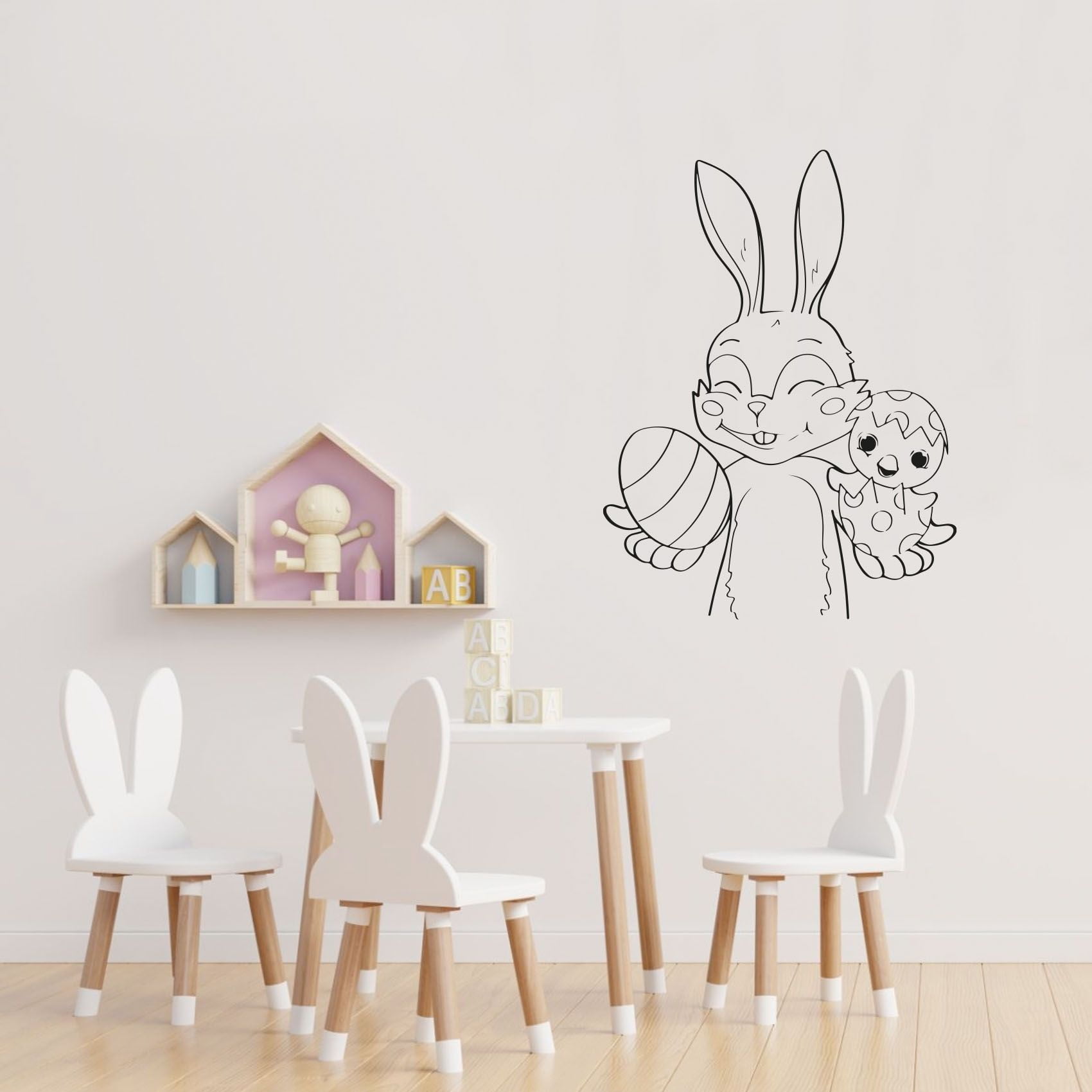 Cocomelon Character Cute Rabbit And Bird Easter Bunny Vinyl Wall Art ...