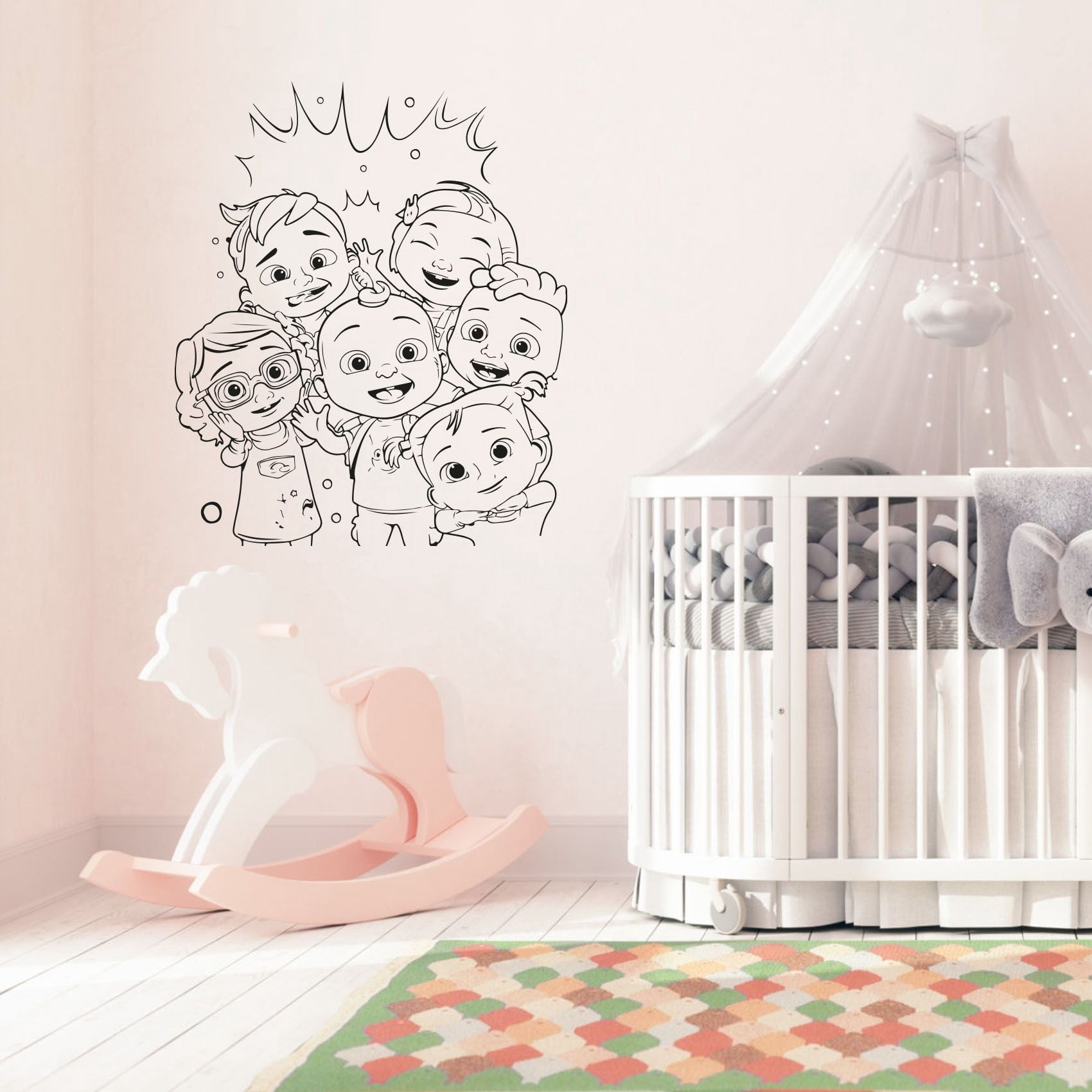 Cocomelon Characters JJ Nina Cece Cody Bella And Nico Happy Vinyl Wall ...
