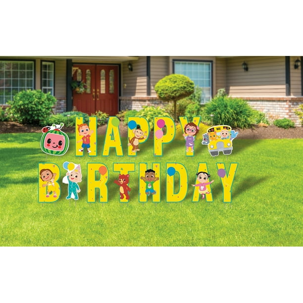 Cocomelon Happy Birthday Yard Sign, 15 Piece Kit with Included Metal ...