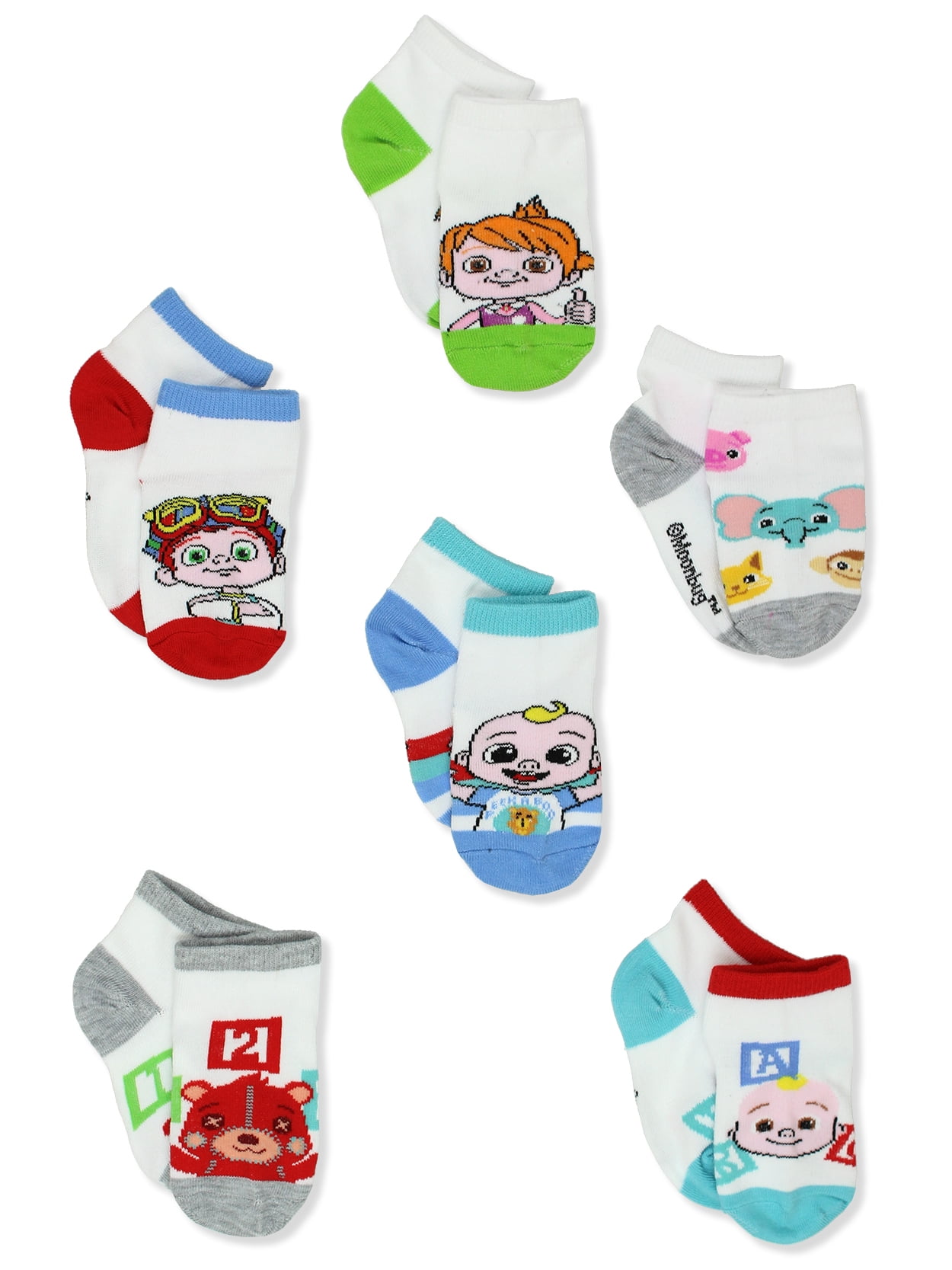 Cocomelon Toddler 6 Pack Quarter Socks JH001EQSYT - Walmart.com