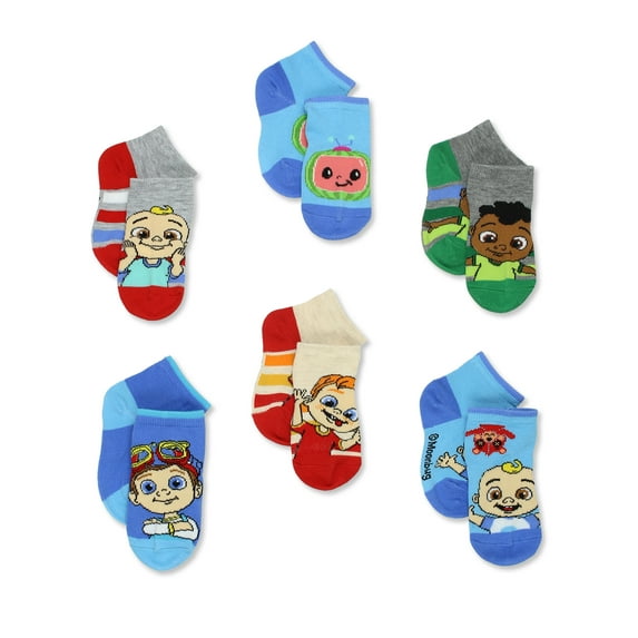 Cocomelon Kids Toddler 6 Pack Quarter Socks for Shoe Size 4-7M US ...