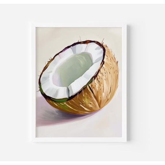 Coconut Acrylic Poster Tropical Kitchen Wall Art, Stretched Canvas Size ...