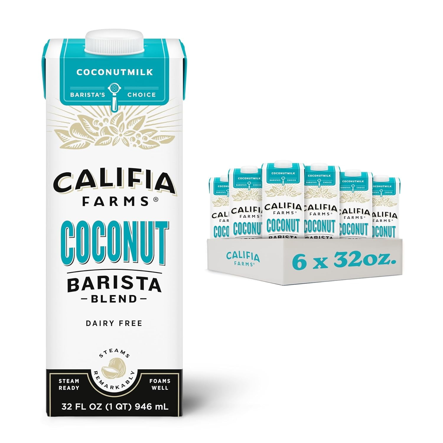 - Coconut Barista Blend Coconut Milk, 32 oz Pack of 6., Shelf Stable ...