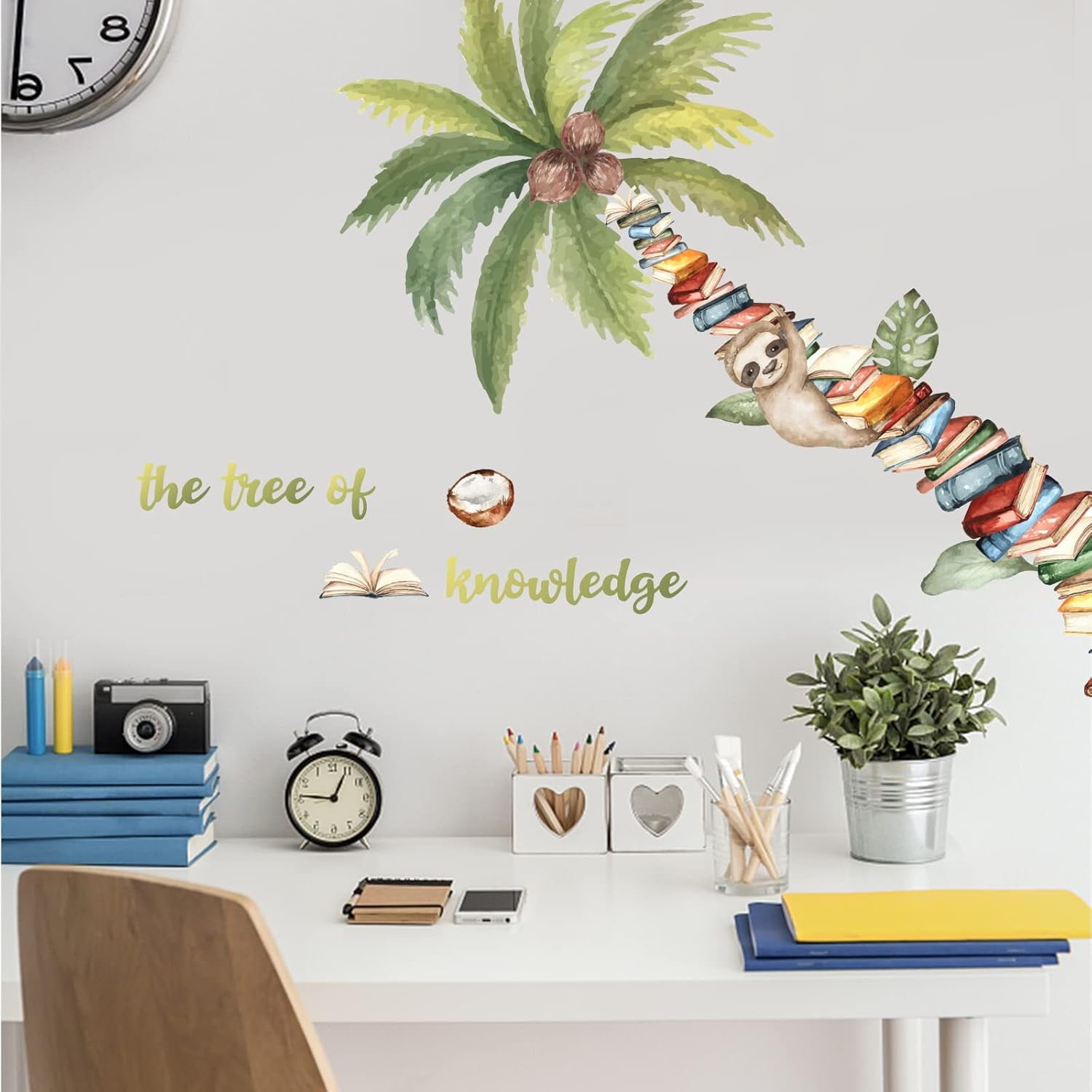 Coconut Book Tree Wall Decals The Tree of Knowledge Wall Sticker Cute ...