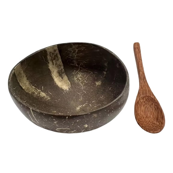 Coconut Bowls Set with Spoon Reusable Handcrafted Acai Bowl Natural ...