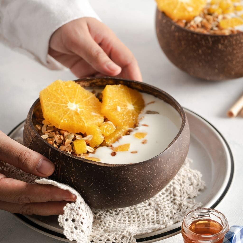 Coconut Bowls & Wooden Spoon Combo (Coco Shell Bowl): Classic Design - Walmart.com