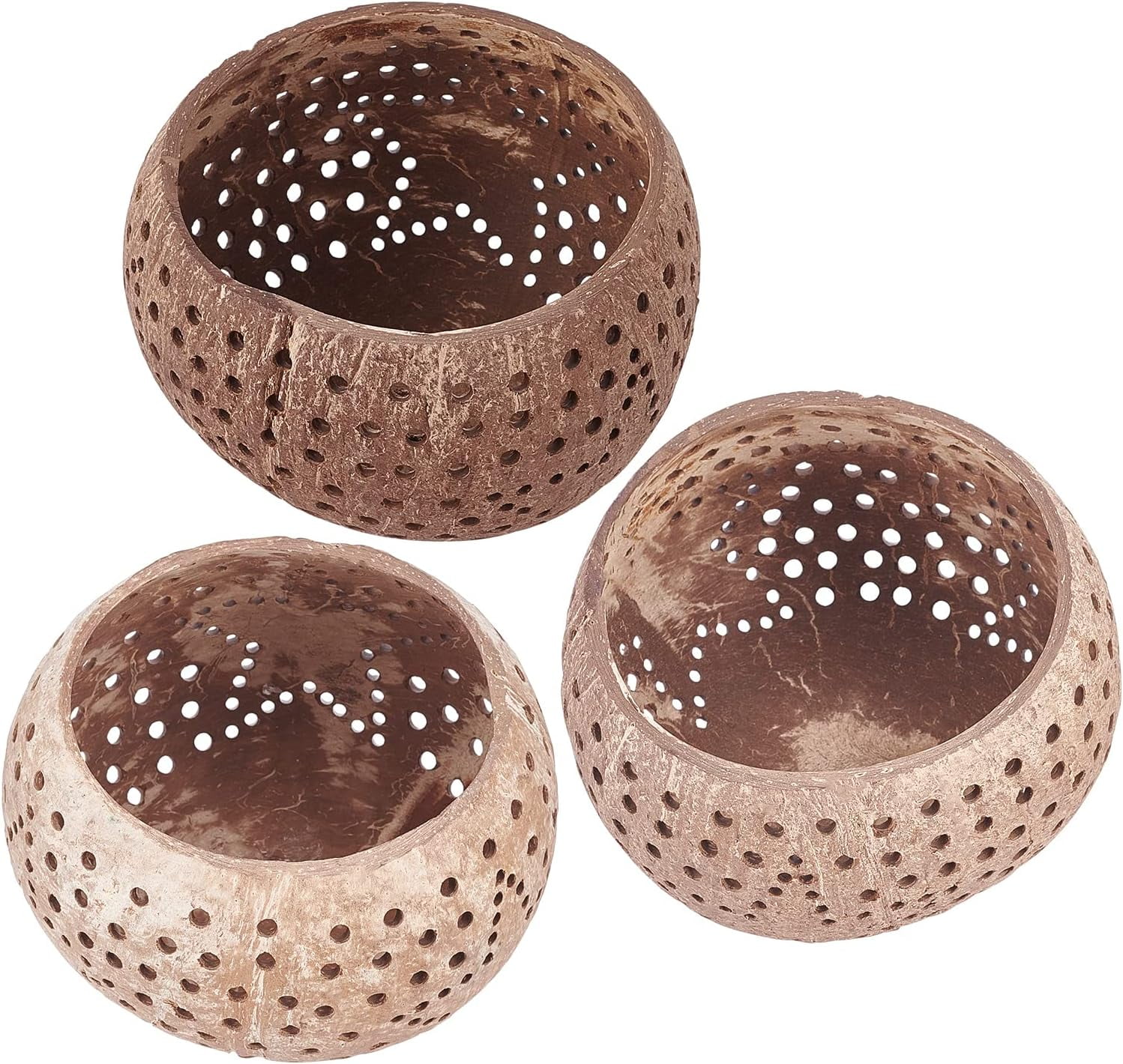 Coconut Candle Holder Set of 3 Coconut Shell Wood Candle Holders, Boho ...