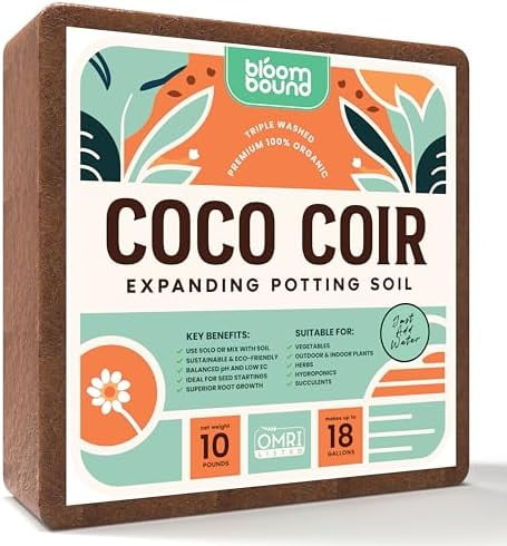 Coconut Coir Large Brick 10lb - OMRI Listed Organic Potting Soil, Coco ...