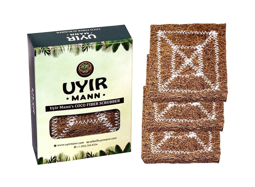 Coconut Coir Scrubber Pads for Dishes – Eco-Friendly Natural Scrubs (4 ...