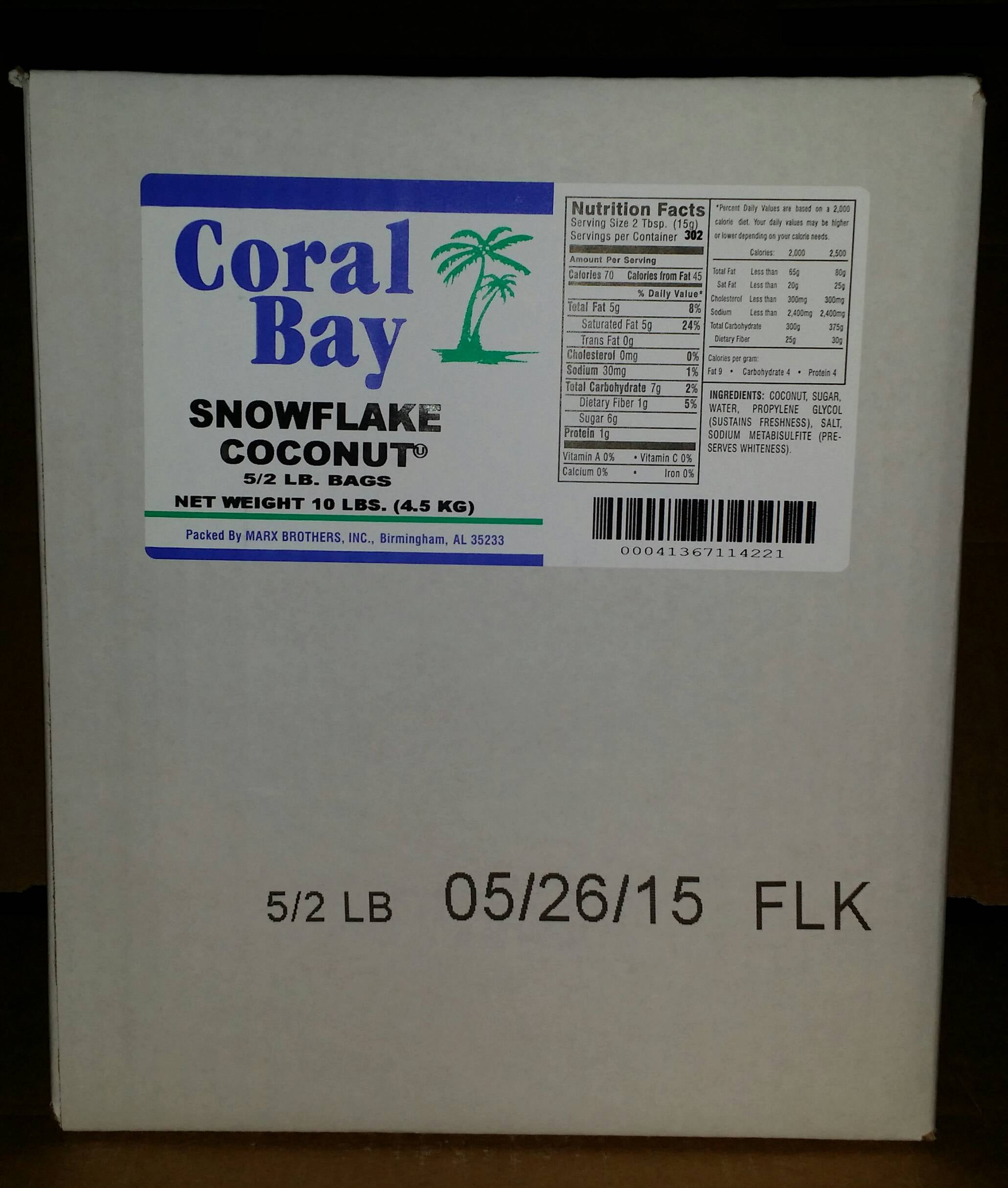 Coconut Coral Snowflake -- 5 Case 2 Pound - Walmart.com