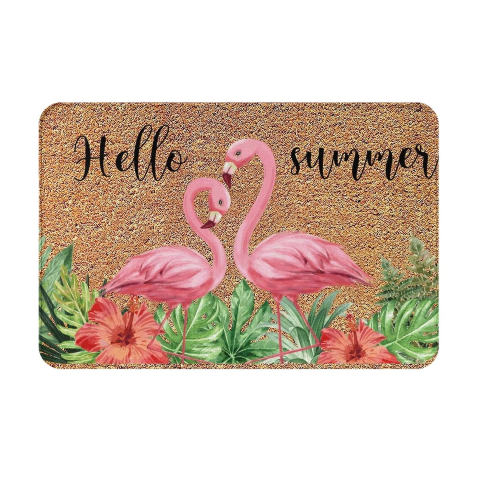 Coconut Door Mat Hello Summer Happy Life Mat Flamingo Indoor Outdoor ...