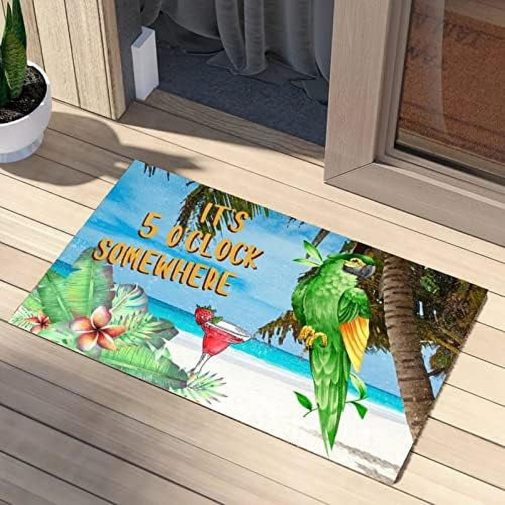 Coconut Door Mat Its 5 O Clock Somewhere Mat Parrot Summer Sea