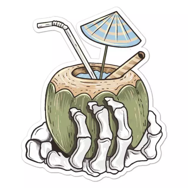 Coconut Drink Skeleton Sticker Indoor Outdoor Phone Decal Water Bottle ...