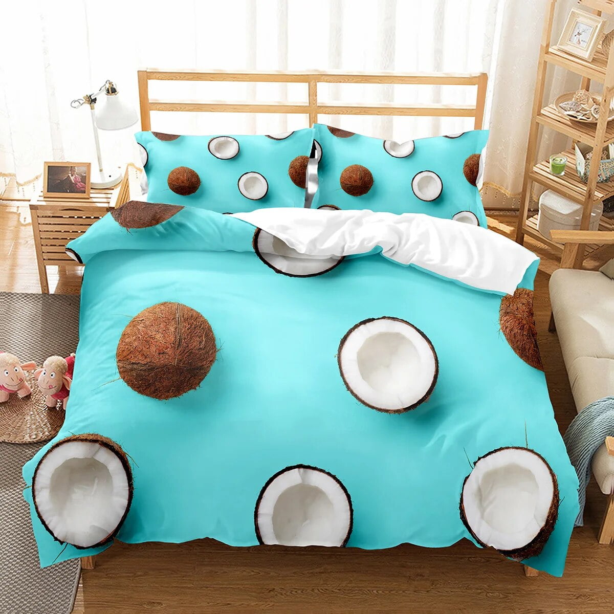 Coconut Duvet Cover Set Coconut Tree Pattern Quilt Cover for Boys Kids ...