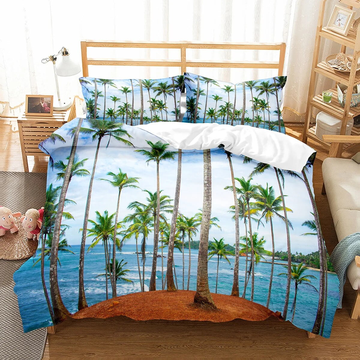 Coconut Duvet Cover Set Coconut Tree Pattern Quilt Cover for Boys Kids ...