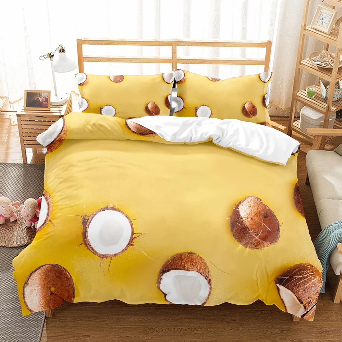 Coconut Duvet Cover Set Coconut Tree Pattern Quilt Cover for Boys Kids ...