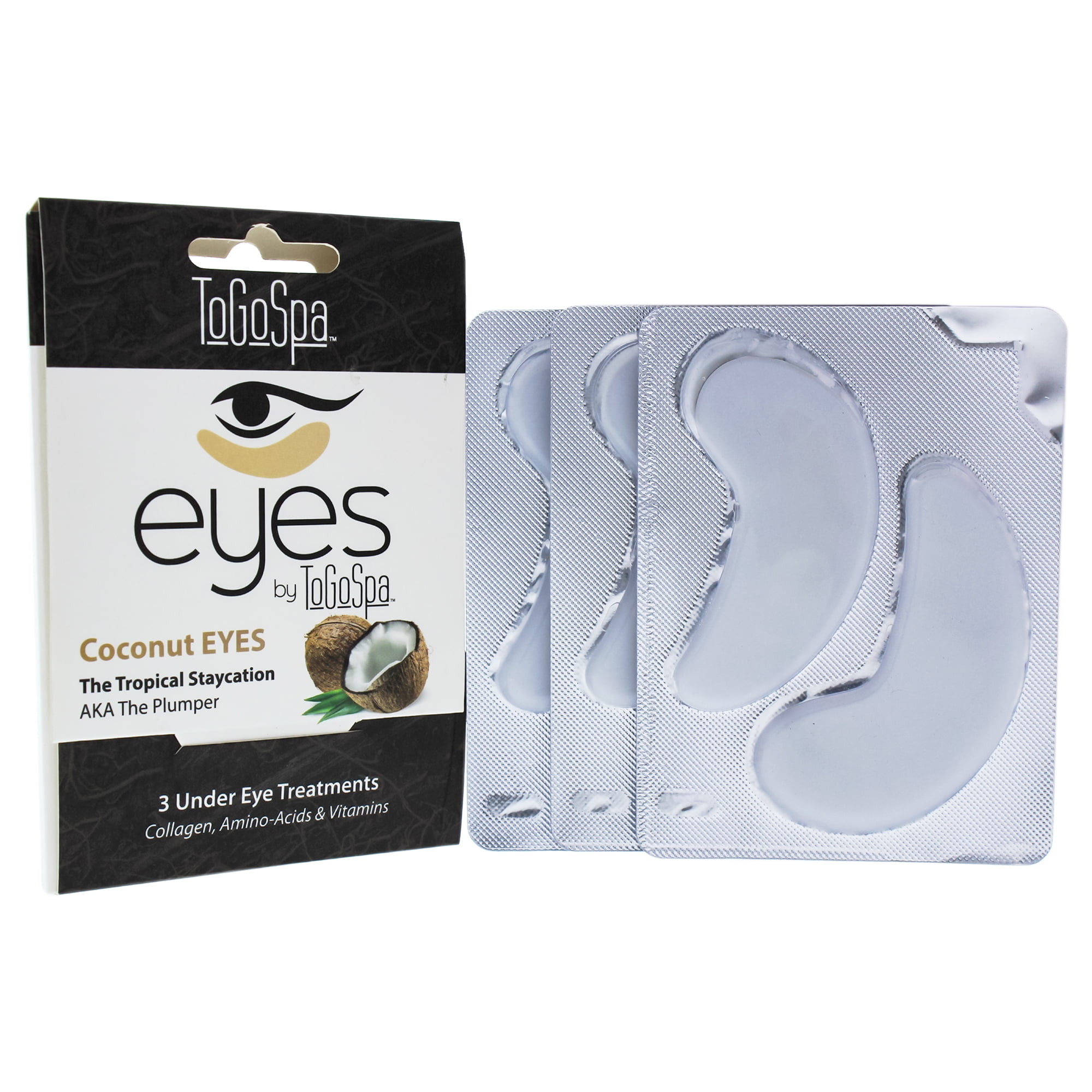 Coconut Eyes Treatment by To Go Spa for Unisex - 3 Pair Eye Mask ...
