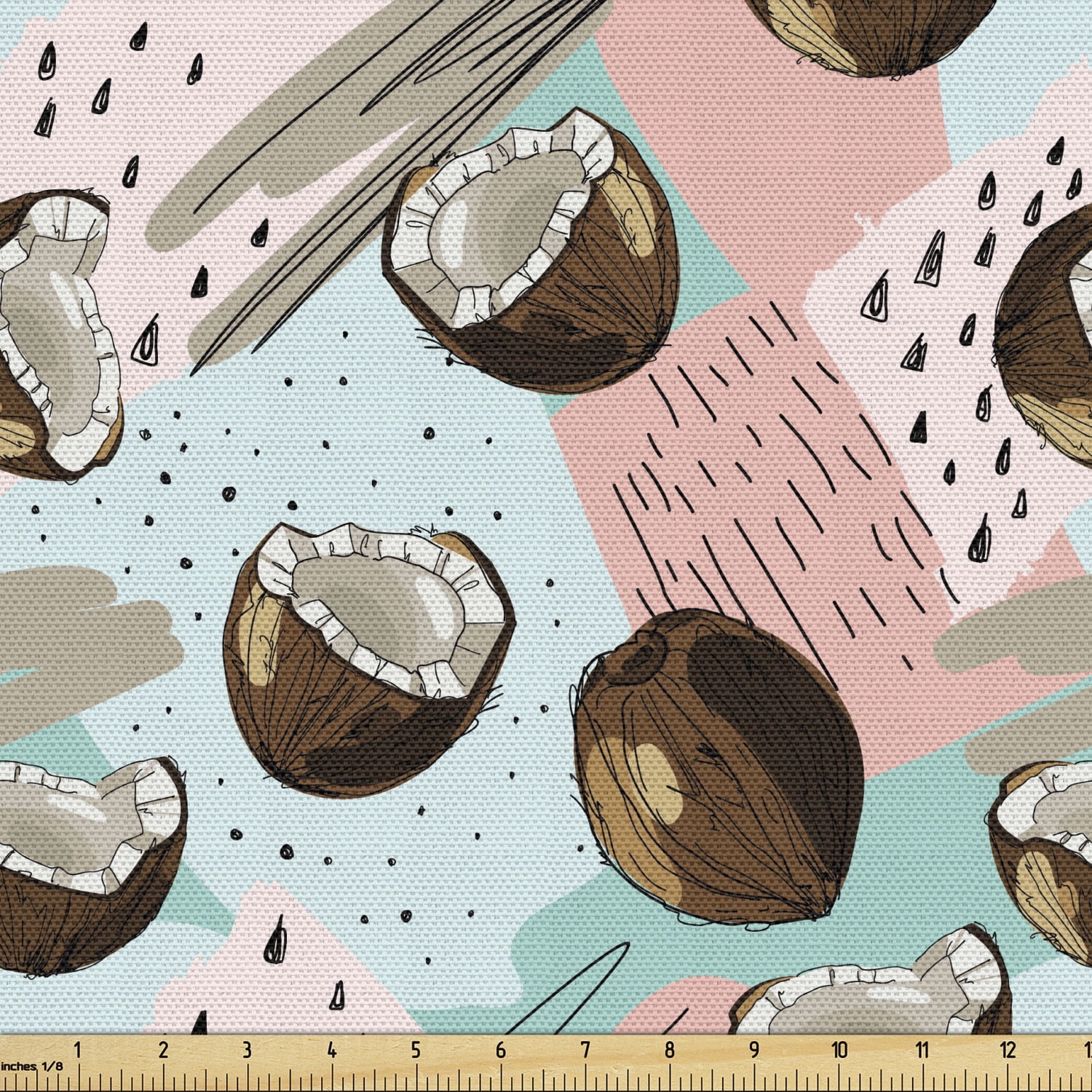 Ambesonne Coconut Fabric by the Yard Upholstery, Exotic Summer Island ...