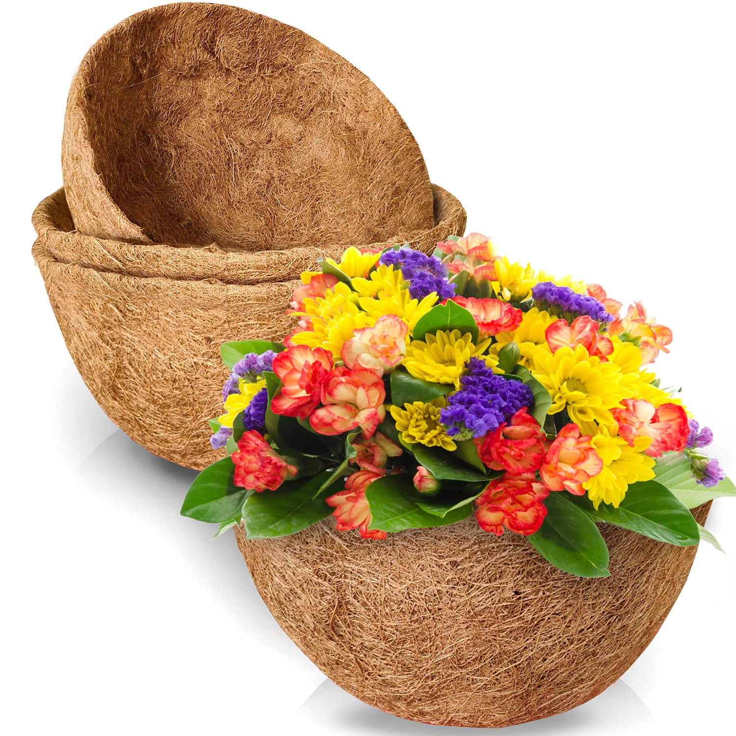 Coconut Fiber Planter Basket Liners, Round/Manger Shape Coco Liners ...