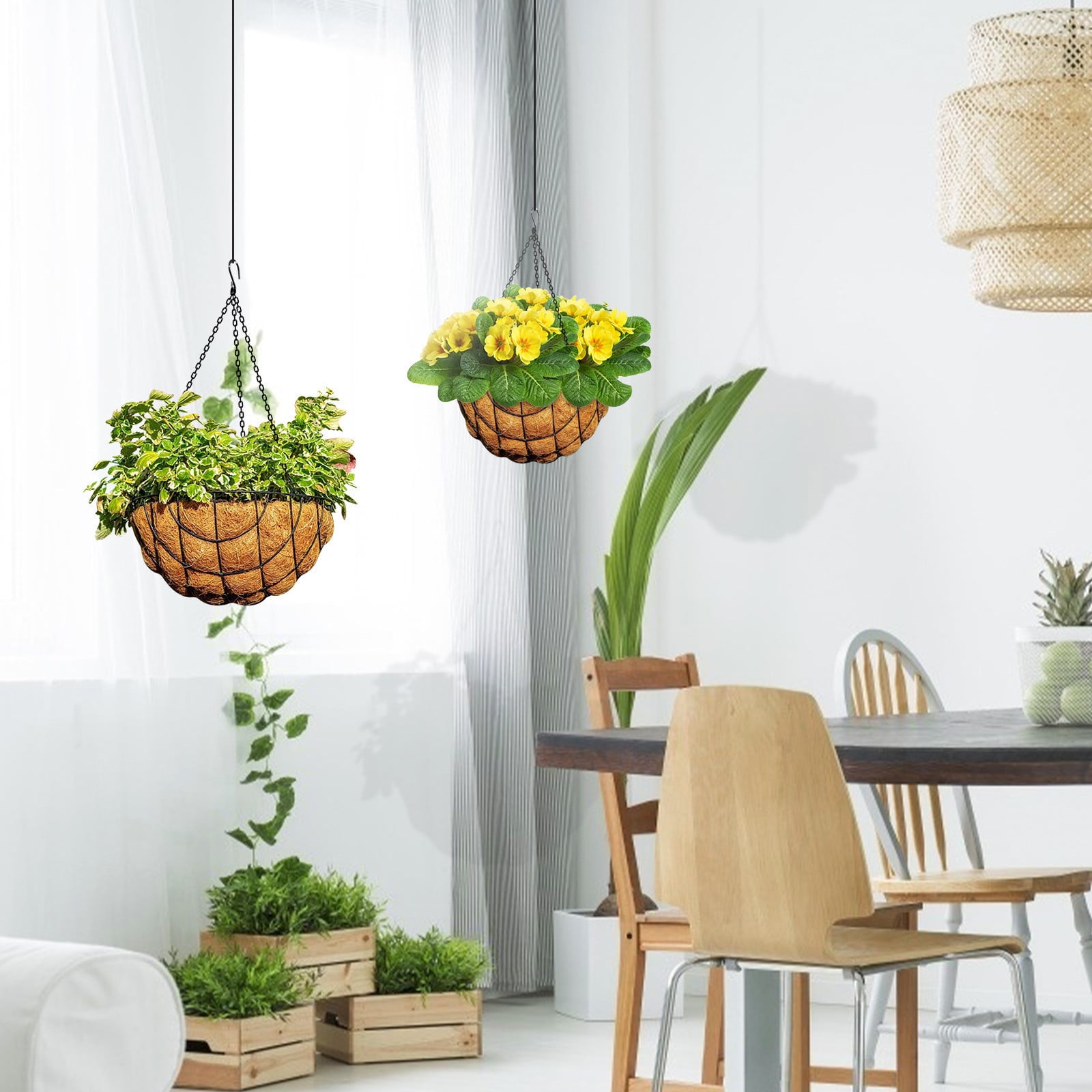 Coconut Fiber Planter Inserts, Hanging Basket Liners, Durable Natural ...