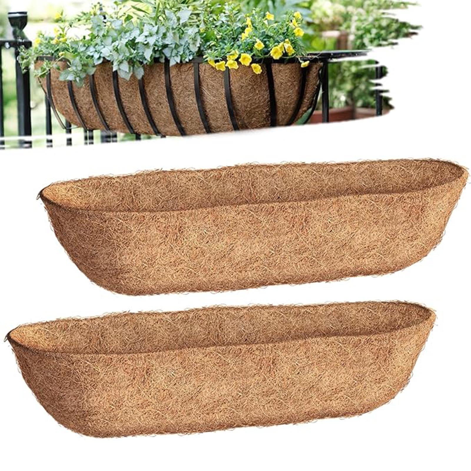 Coconut Fiber Window Box Basket Liner | Natural Hanging Planter Support ...