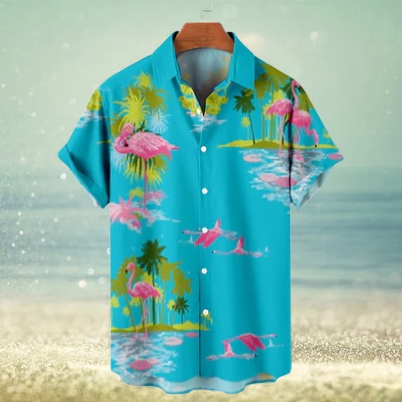 Coconut Flamingo Pattern Men's Hawaiian Shirt - Walmart.com