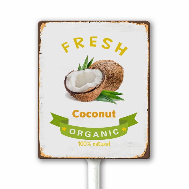 Coconut Fresh Fruit Sign for Farm & Garden Healthy Food Sign for Home ...