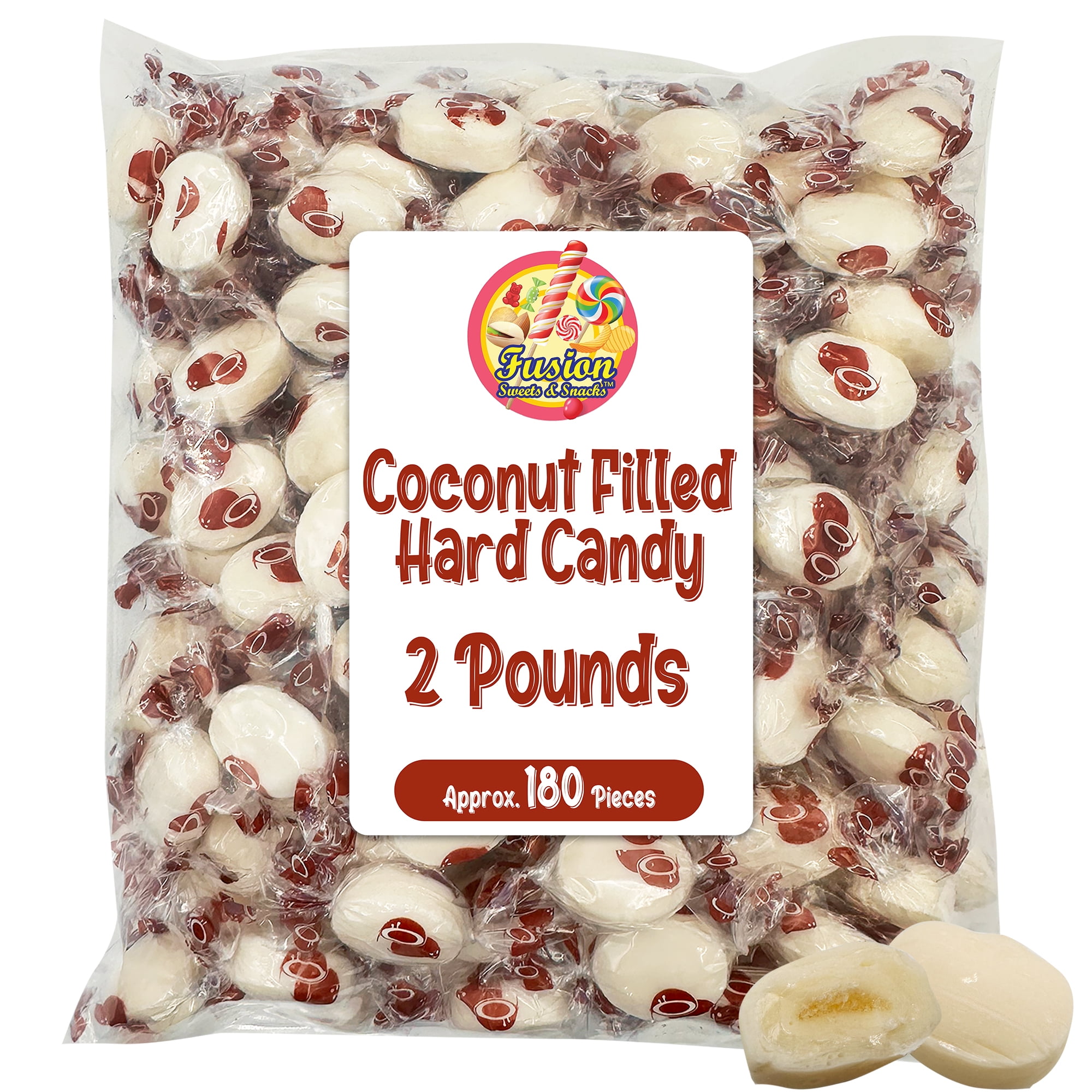 Coconut Hard Candy - 2 Pounds Individually Wrapped Candy, Creamy Filled ...