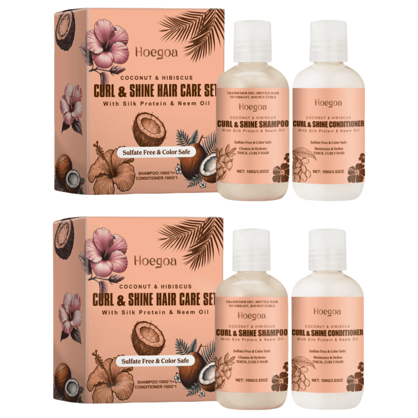 Coconut & Hibiscus Curl & Shine Shampoo & Conditioner, Travel-Size ...