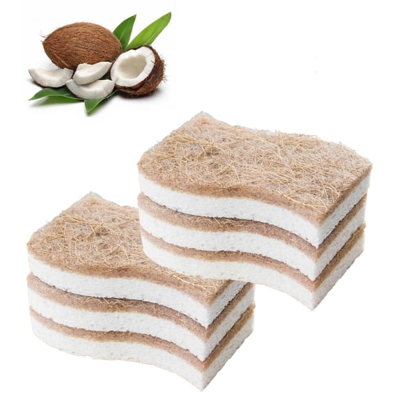Coconut Husk Dish Scrubber, Coconut Husk Sponge Brush with Coconut ...