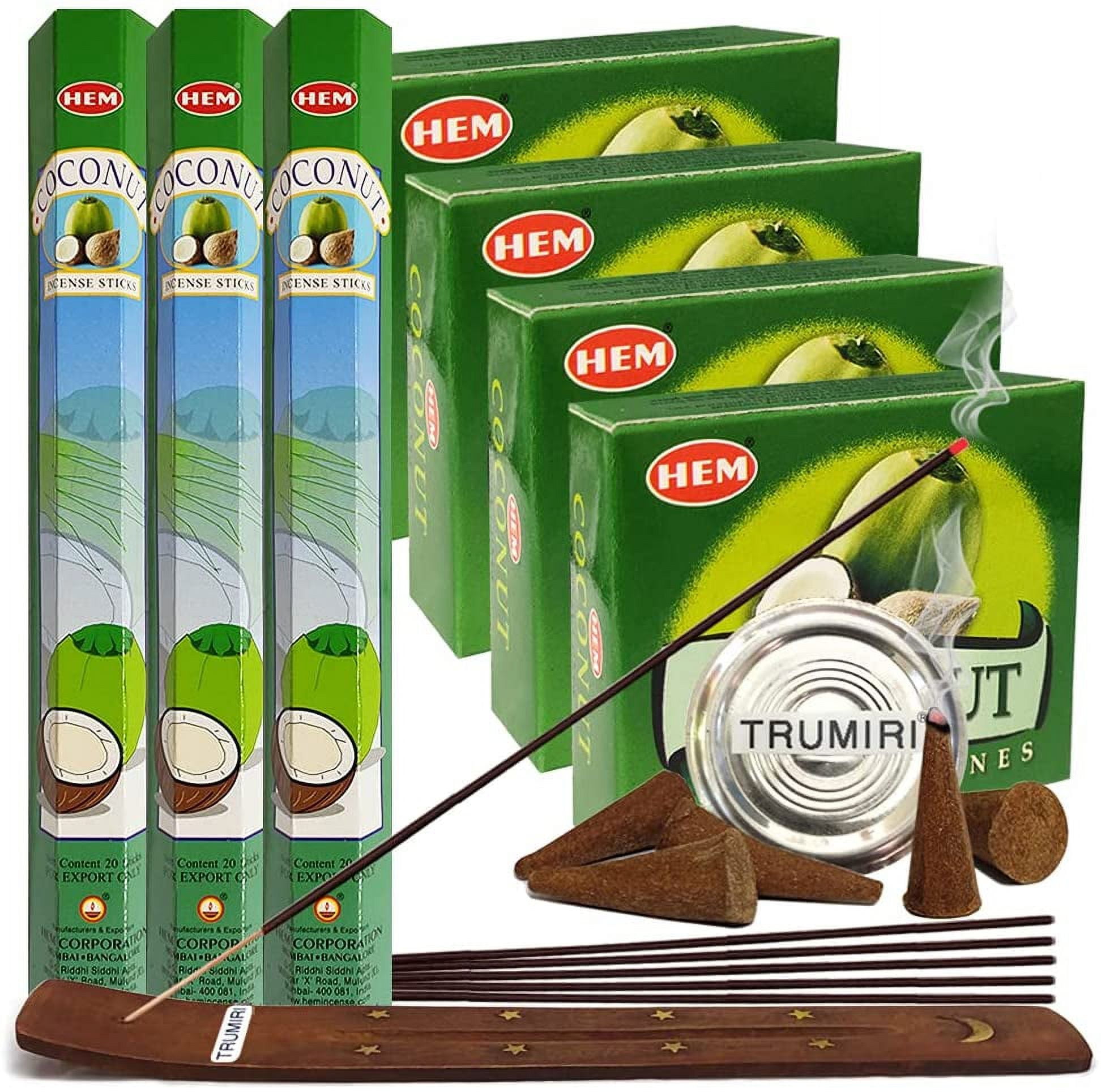 Coconut Incense sticks and cone incense holder variety pack bundle ...