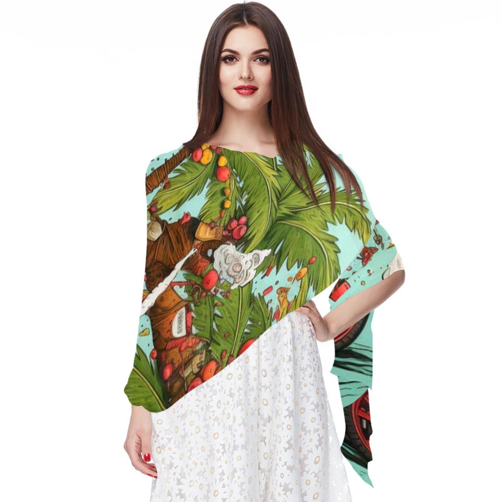 Coconut Jujube Tree&Eid Cannon Breathable Chiffon Yarn Silk Scarf 180* ...
