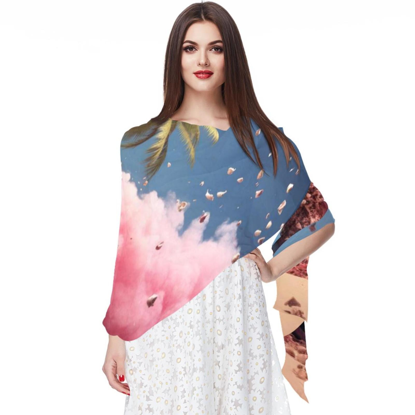 Coconut Jujube Tree&Eid Cannon Elegant Chiffon Yarn Silk Scarf for ...