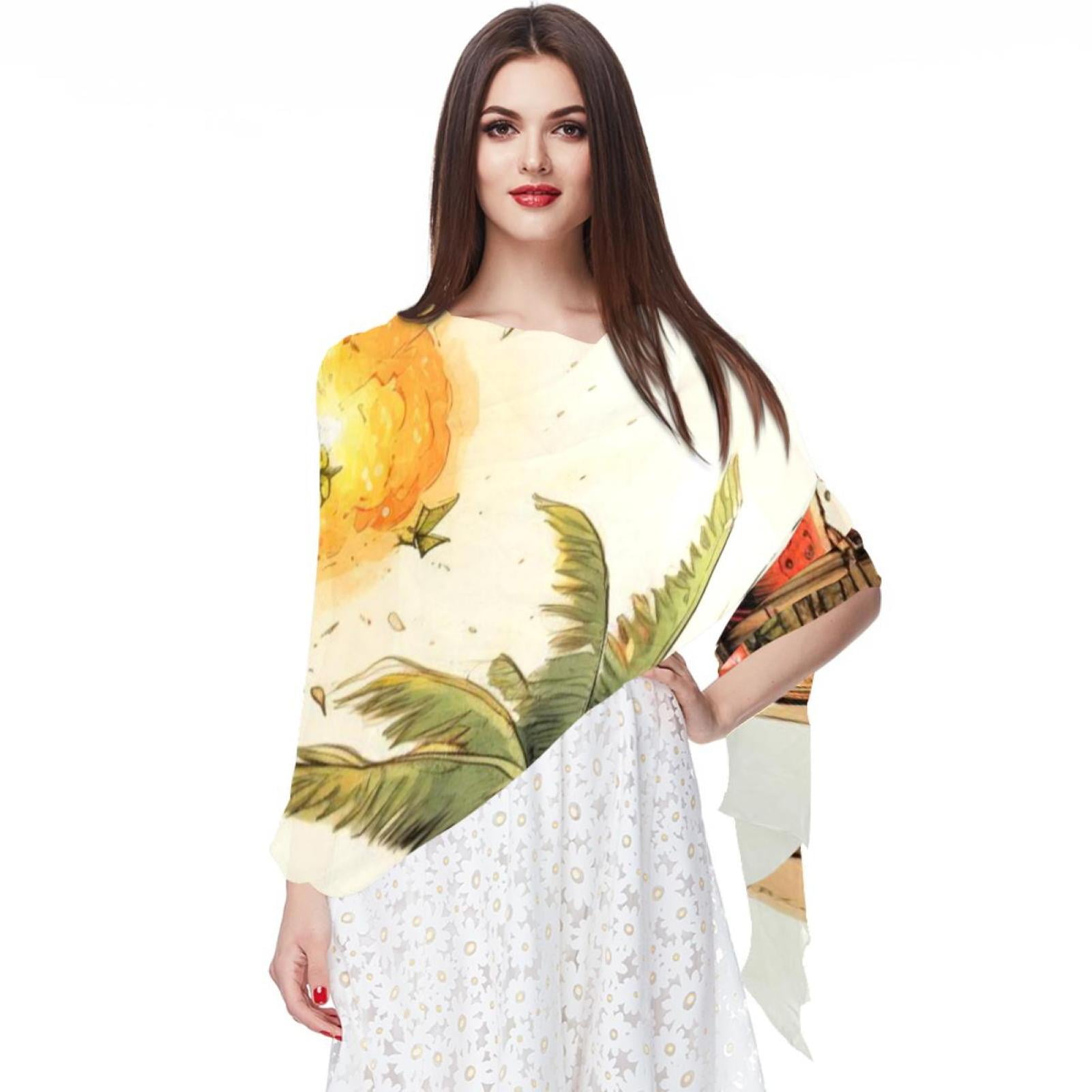 Coconut Jujube Tree&Eid Cannon Elegant Silk Scarf - Translucent Chiffon ...