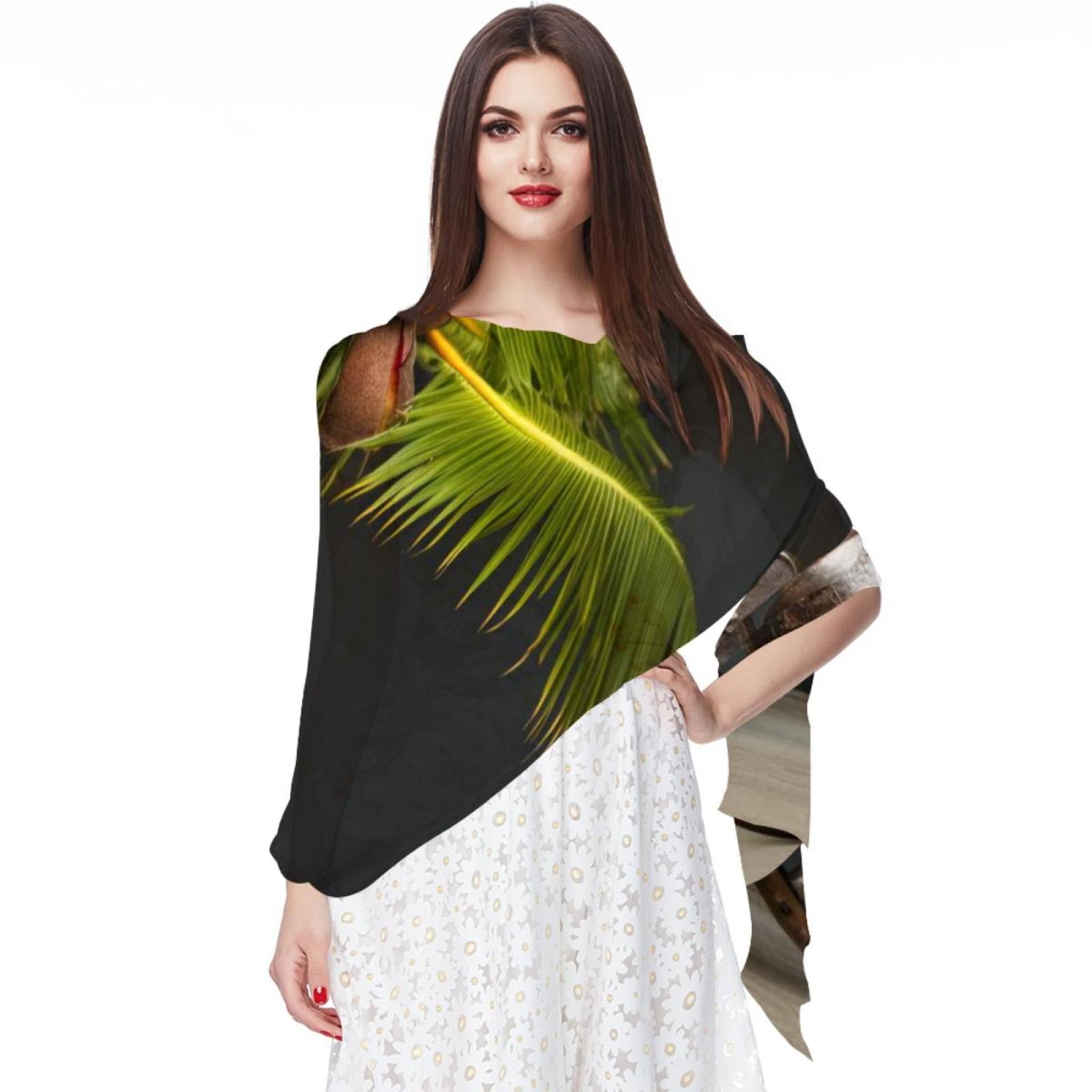 Coconut Jujube Tree&Eid Cannon Elegant Translucent Chiffon Silk Scarf ...